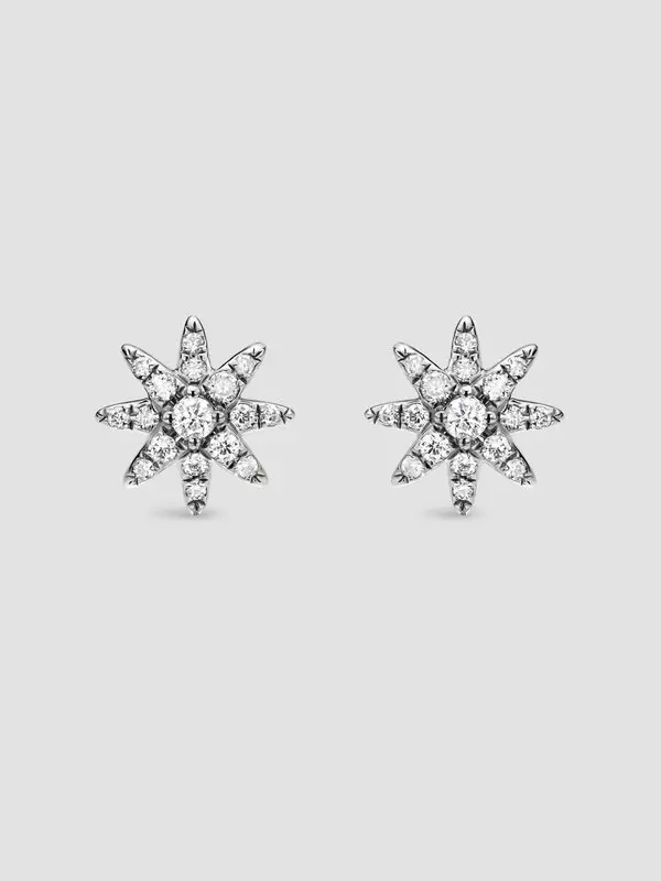 David Yurman Petite Starburst Full Pavé Stud Earrings In Sterling With Diamonds, 7.5mm - Silver