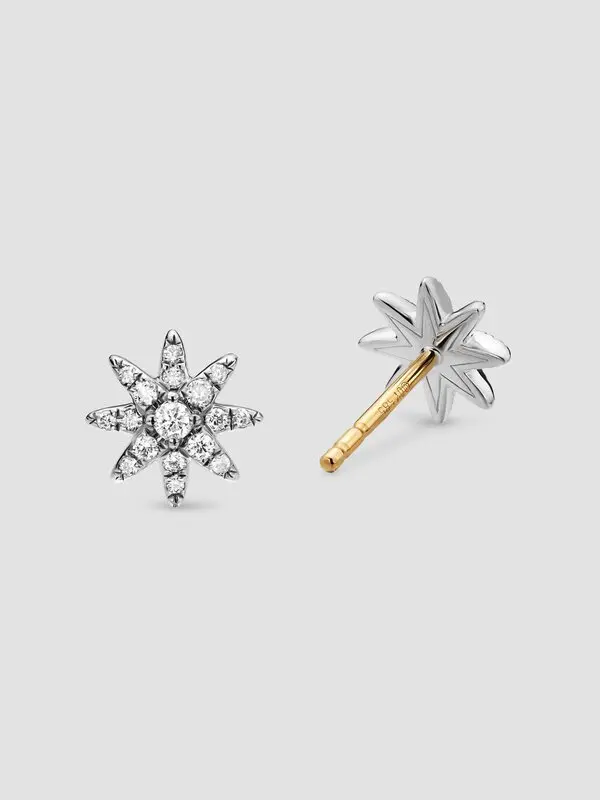 David Yurman Petite Starburst Full Pavé Stud Earrings In Sterling With Diamonds, 7.5mm