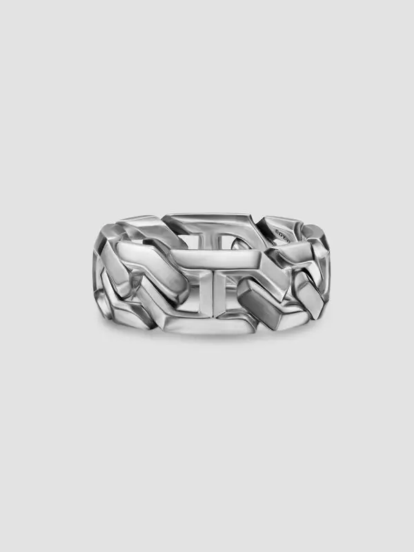 David Yurman Angular Curb Chain Band Ring In Sterling 8.7mm
