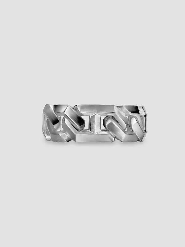 David Yurman Angular Curb Chain Band Ring In Sterling 8.7mm