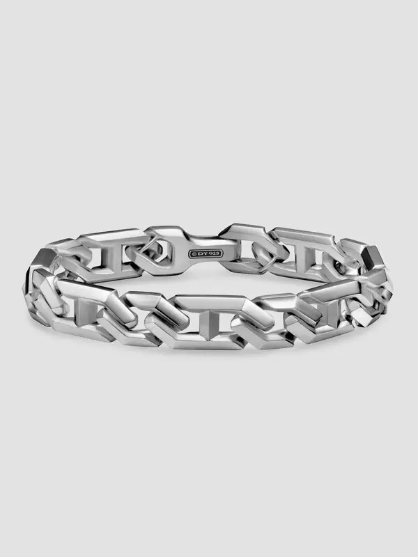 David Yurman Faceted Angular Curb Chain Bracelet In Sterling 11.5mm