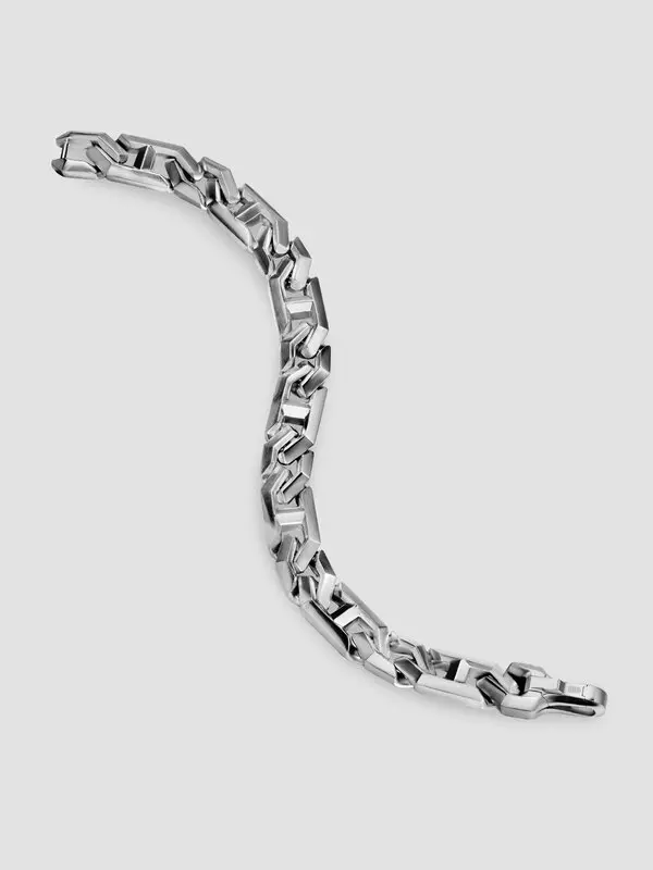 David Yurman Faceted Angular Curb Chain Bracelet In Sterling 11.5mm