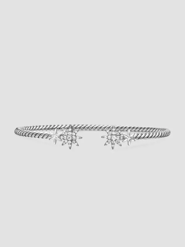 David Yurman Petite Starburst Cable Flex Bracelet In Sterling - Silver