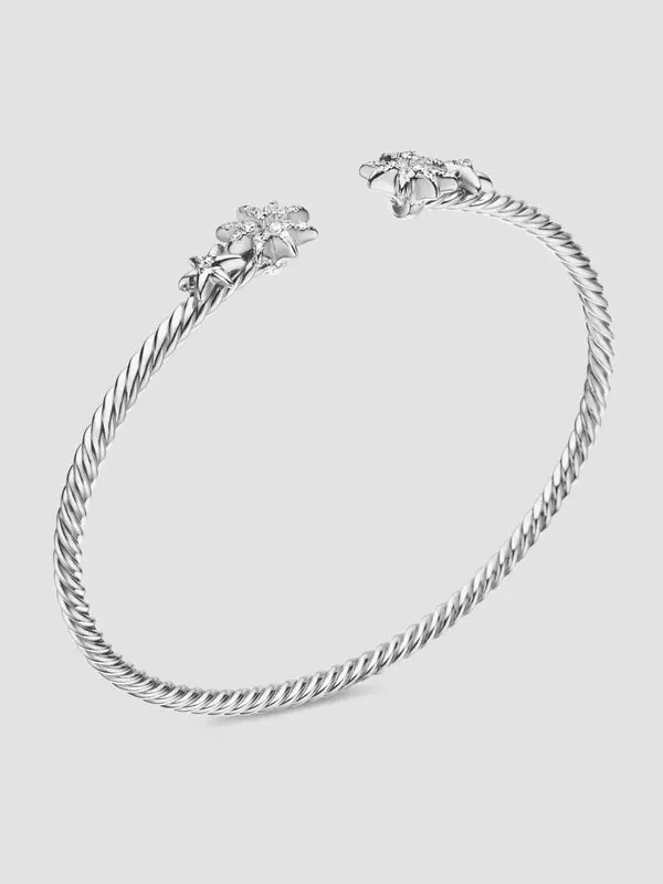 David Yurman Petite Starburst Cable Flex Bracelet In Sterling
