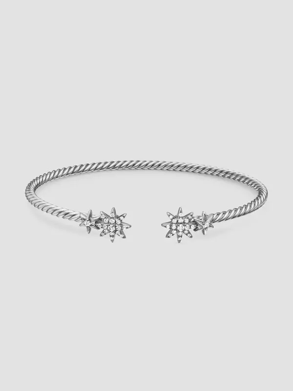 David Yurman Petite Starburst Cable Flex Bracelet In Sterling
