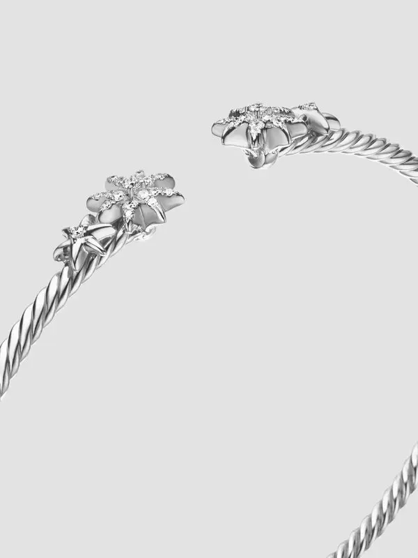 David Yurman Petite Starburst Cable Flex Bracelet In Sterling