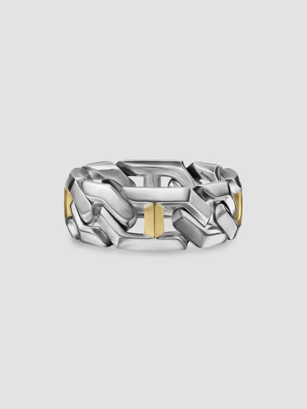 David Yurman Angular Curb Chain Band Ring In Sterling