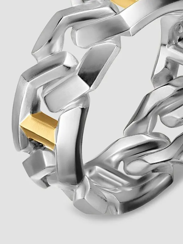 David Yurman Angular Curb Chain Band Ring In Sterling