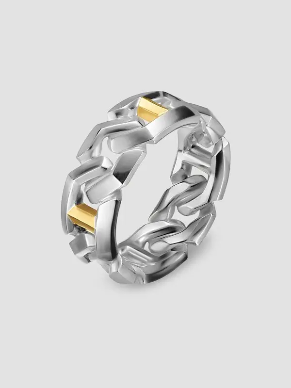 David Yurman Angular Curb Chain Band Ring In Sterling