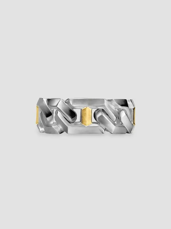 David Yurman Angular Curb Chain Band Ring In Sterling