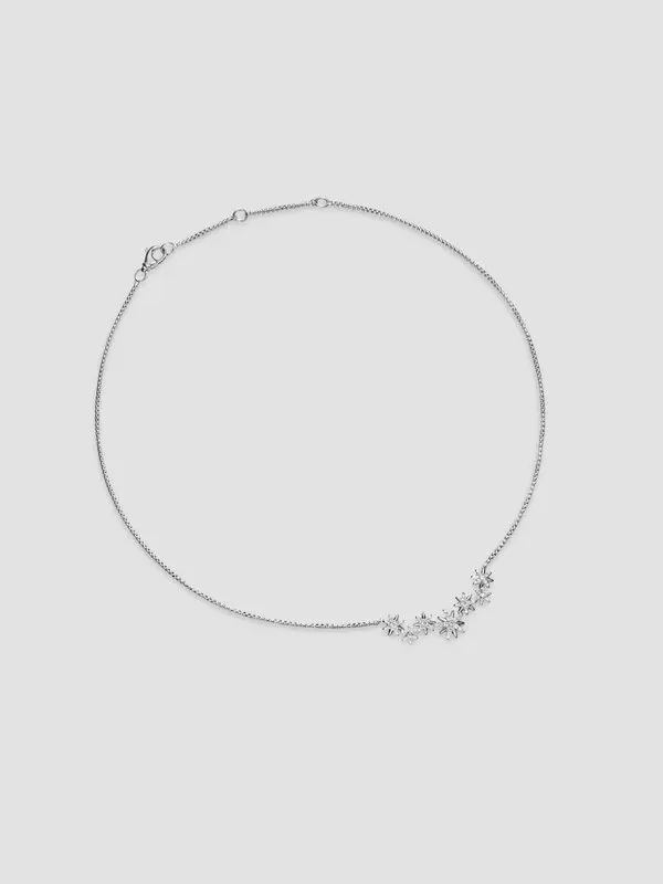 David Yurman Starburst Cluster Necklace In Sterling With Diamonds, 15.5mm