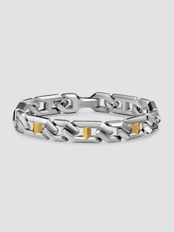 David Yurman Faceted Angular Curb Chain Bracelet In Sterling