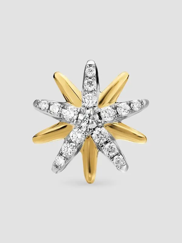 David Yurman Starburst Stud Earrings In Sterling Silver With 18k Yellow Gold With Diamonds, 10.6mm