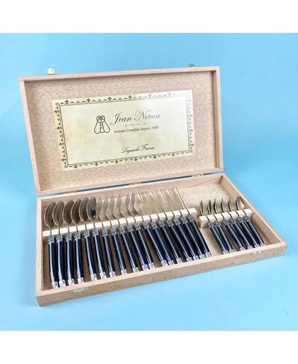 LAGUIOLE Flatware Set In Wood Presentation Box, Set Of 24