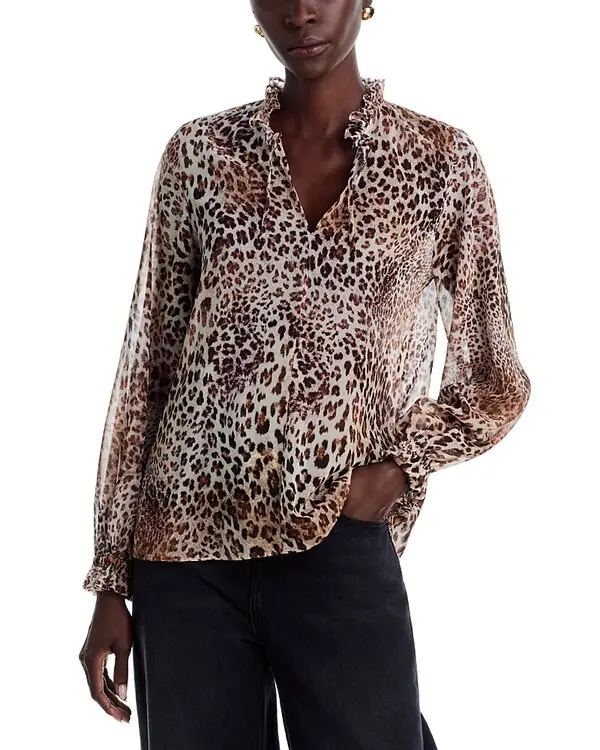 EMME Georgette Split Neck Blouse - Brown