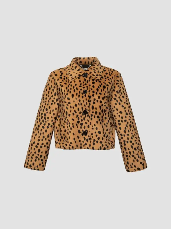 FRANCES VALENTINE Cosette Cheetah Faux Fur Jacket