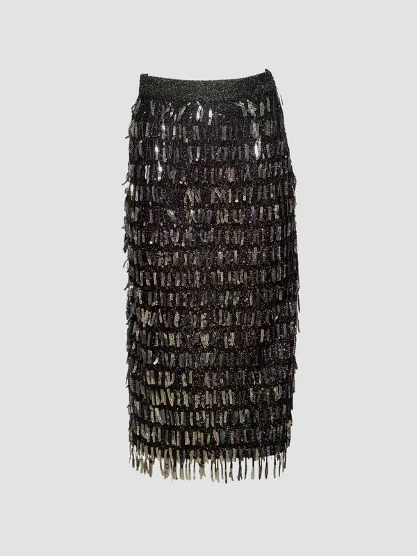 FRANCES VALENTINE Shimmy Sequined Mesh Midi Skirt