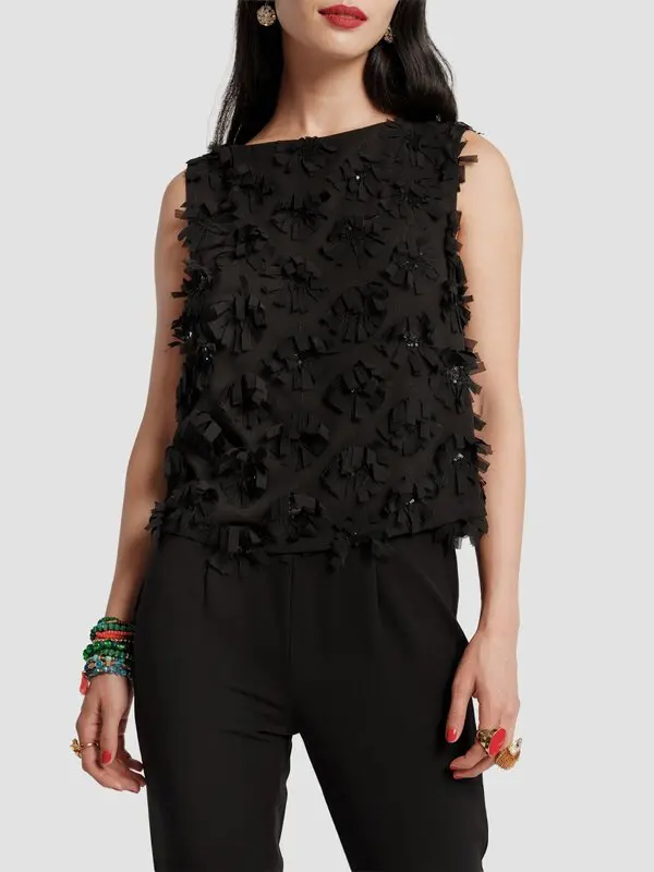 FRANCES VALENTINE Cheree Embellished Daisy-accented Top
