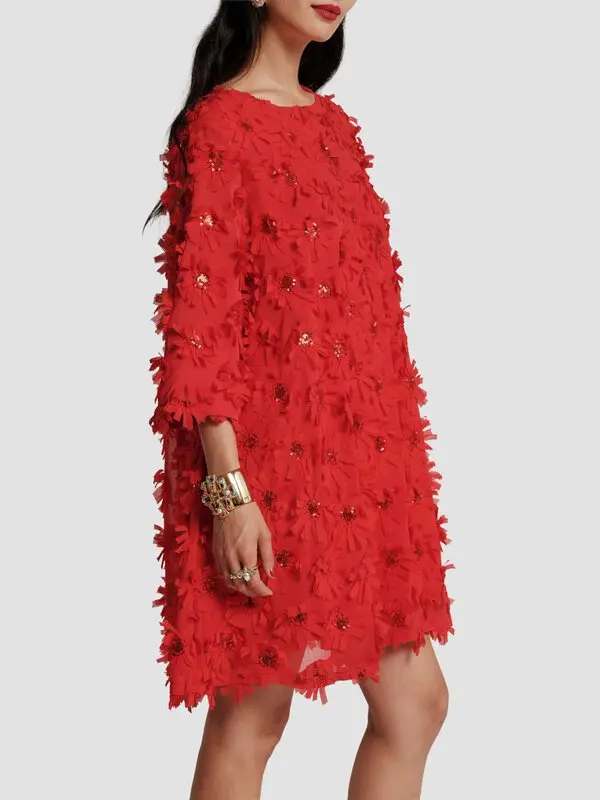 FRANCES VALENTINE Edie Daisy Appliqué Mini Dress