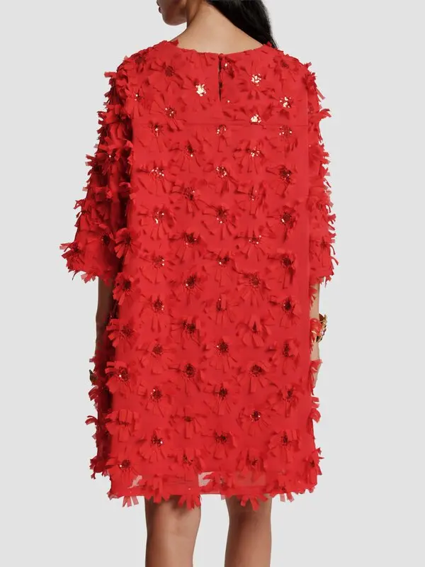 FRANCES VALENTINE Edie Daisy Appliqué Mini Dress