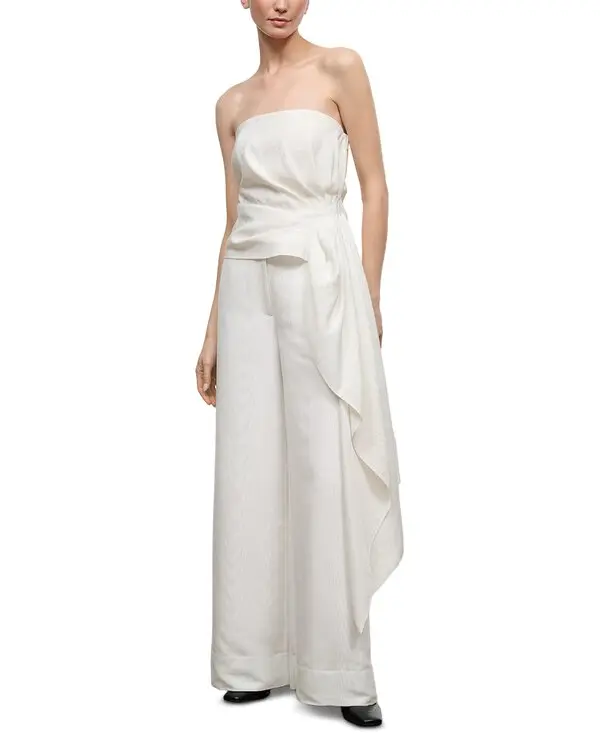 Staud Lux Strapless Side Drape Top - Ivory