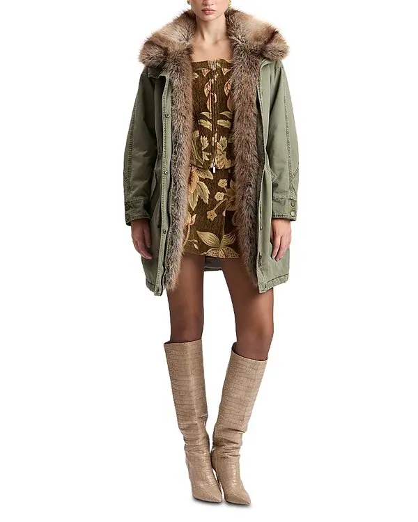 Avec Les Filles Faux Fur Trim Cotton Parka Coat