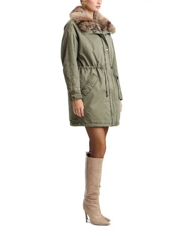 Avec Les Filles Faux Fur Trim Cotton Parka Coat