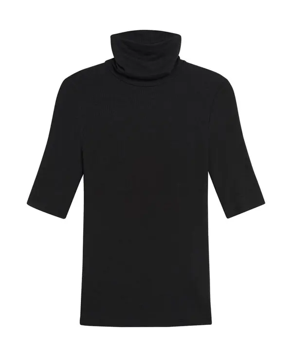 Goldie LeWinter Ribbed Half-sleeved Turtleneck - Black