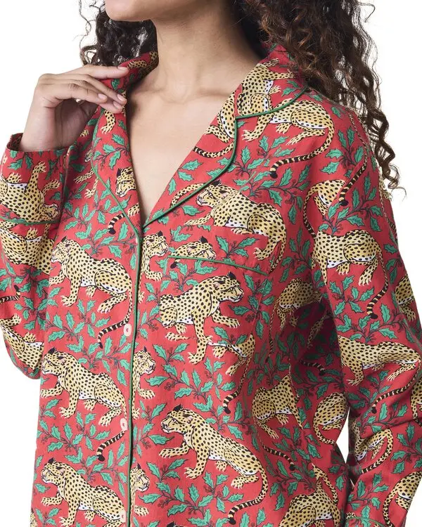 PRINTFRESH Winter Holly Bagheera Cotton Flannel Pajama Set