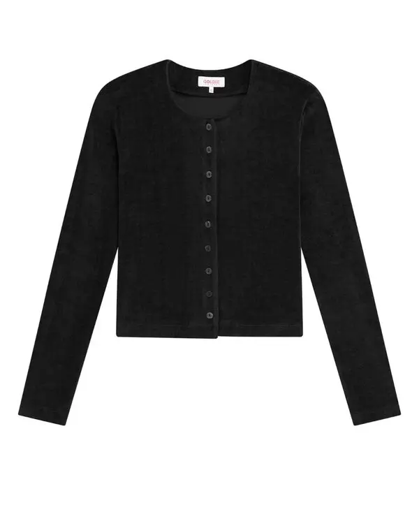 Goldie LeWinter Velour Crush Cardigan - Black