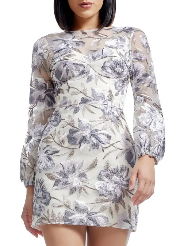 Dress The Population Mila Floral-embroidered Minidress