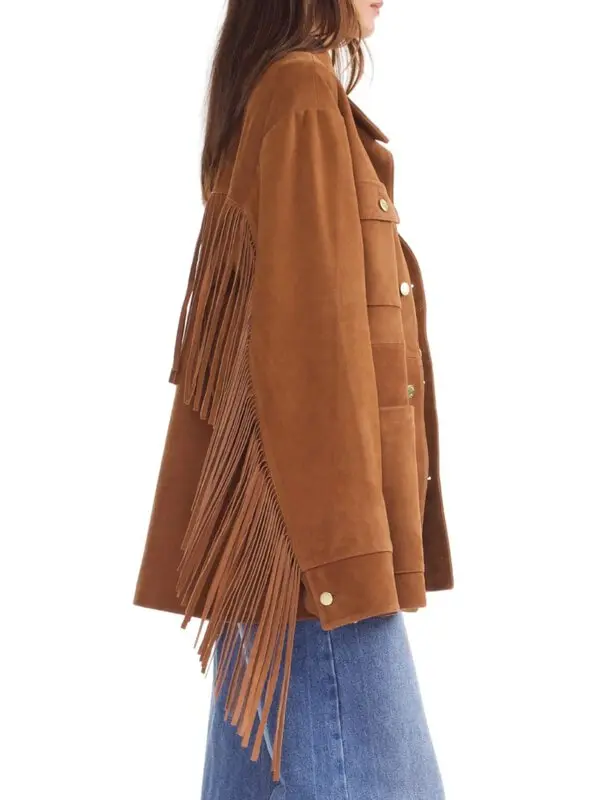 Cynthia Rowley Fringe Suede Button-front Jacket
