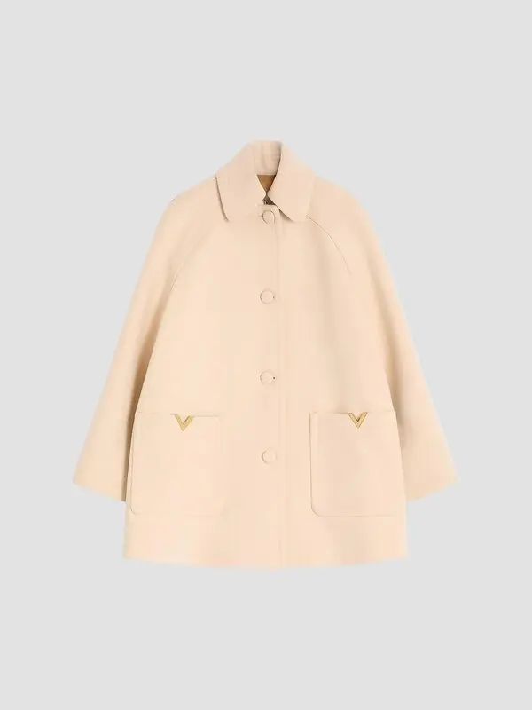 Valentino Garavani Wool Drape Peacoat - Birch