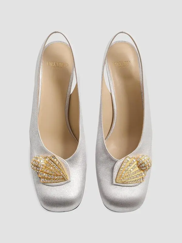 Valentino Garavani Adamantine 60mm Slingback Pumps In Glitter Fabric