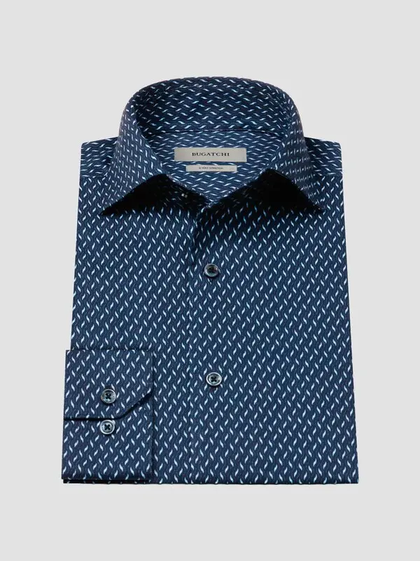 Bugatchi James Geometric Wave Stretch-cotton Button-front Shirt