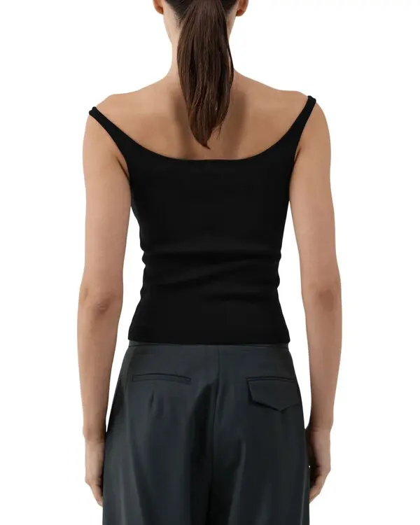 ST. AGNI Knit Bodycon Off-the-shoulder Top