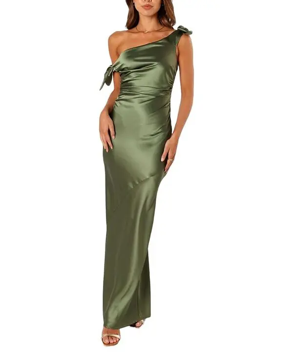 PETAL AND PUP Selma Off Shoulder Maxi Dress - Olive