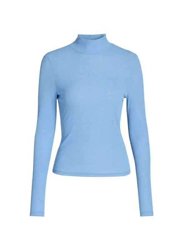 Veronica Beard Wyeth Rib-knit Turtleneck Top - Blue Jasper