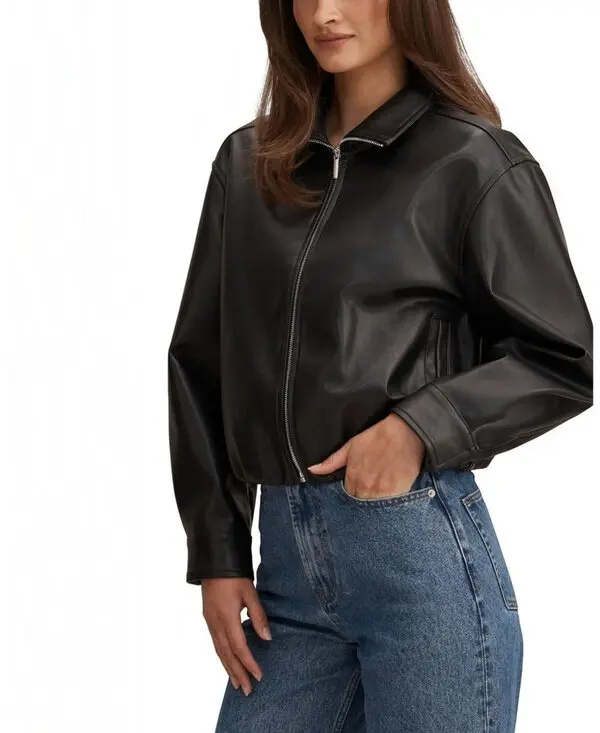 EVER NEW Julia Faux Leather Funnel Neck Jacket - Black