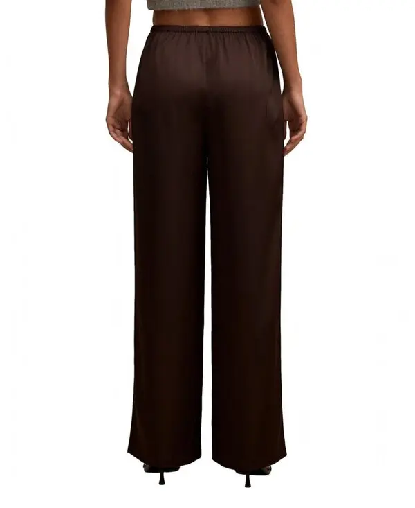 EVER NEW Sara Satin Wide Leg Pants - Chocolate