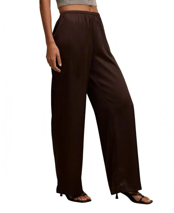 EVER NEW Sara Satin Wide Leg Pants - Chocolate