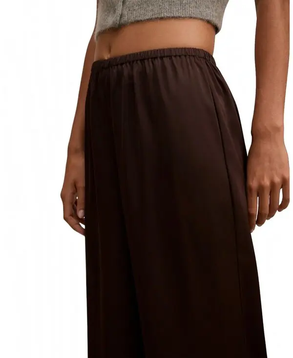 EVER NEW Sara Satin Wide Leg Pants - Chocolate