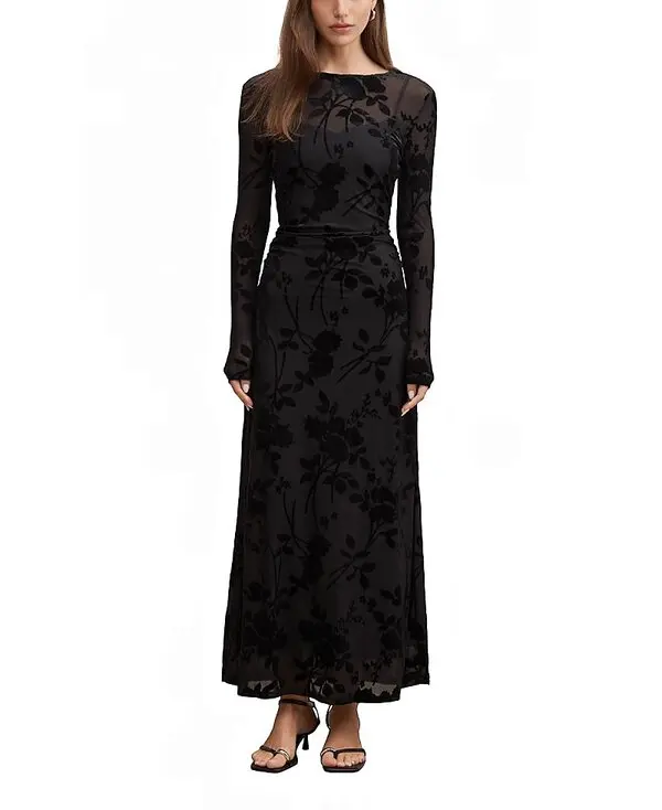 EVER NEW Angelina Mesh Burnout Midi Dress - Black