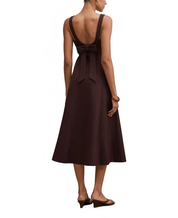 EVER NEW Harriet Low Back Bow Midi Dress - Deep Plum