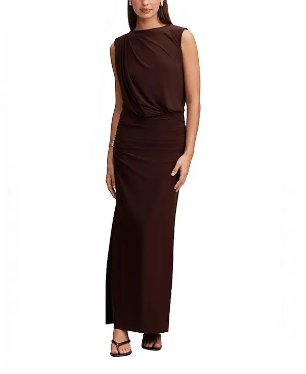 EVER NEW Leni Draped Backless Dress - Chocolate