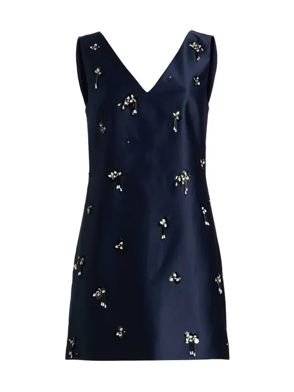 Tanya Taylor Halston Floral Sequin-embellished Satin Minidress - Midnight