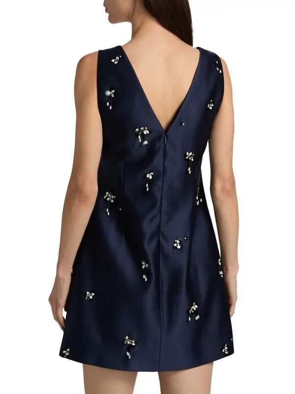 Tanya Taylor Halston Floral Sequin-embellished Satin Minidress