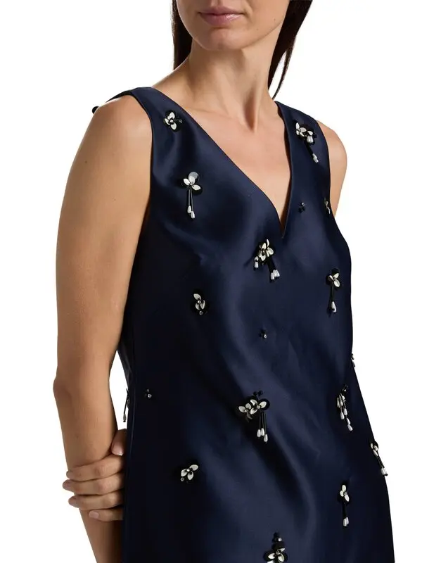 Tanya Taylor Halston Floral Sequin-embellished Satin Minidress