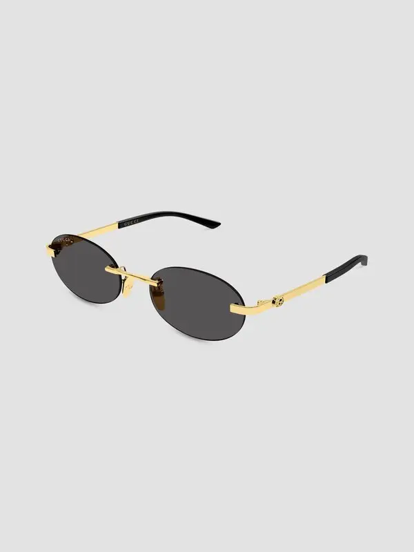 Gucci Interlocking G 55mm Bella Rimless Oval Sunglasses - Gold