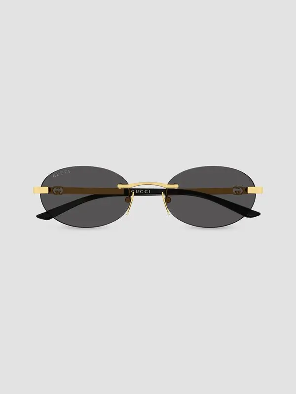 Gucci Interlocking G 55mm Bella Rimless Oval Sunglasses
